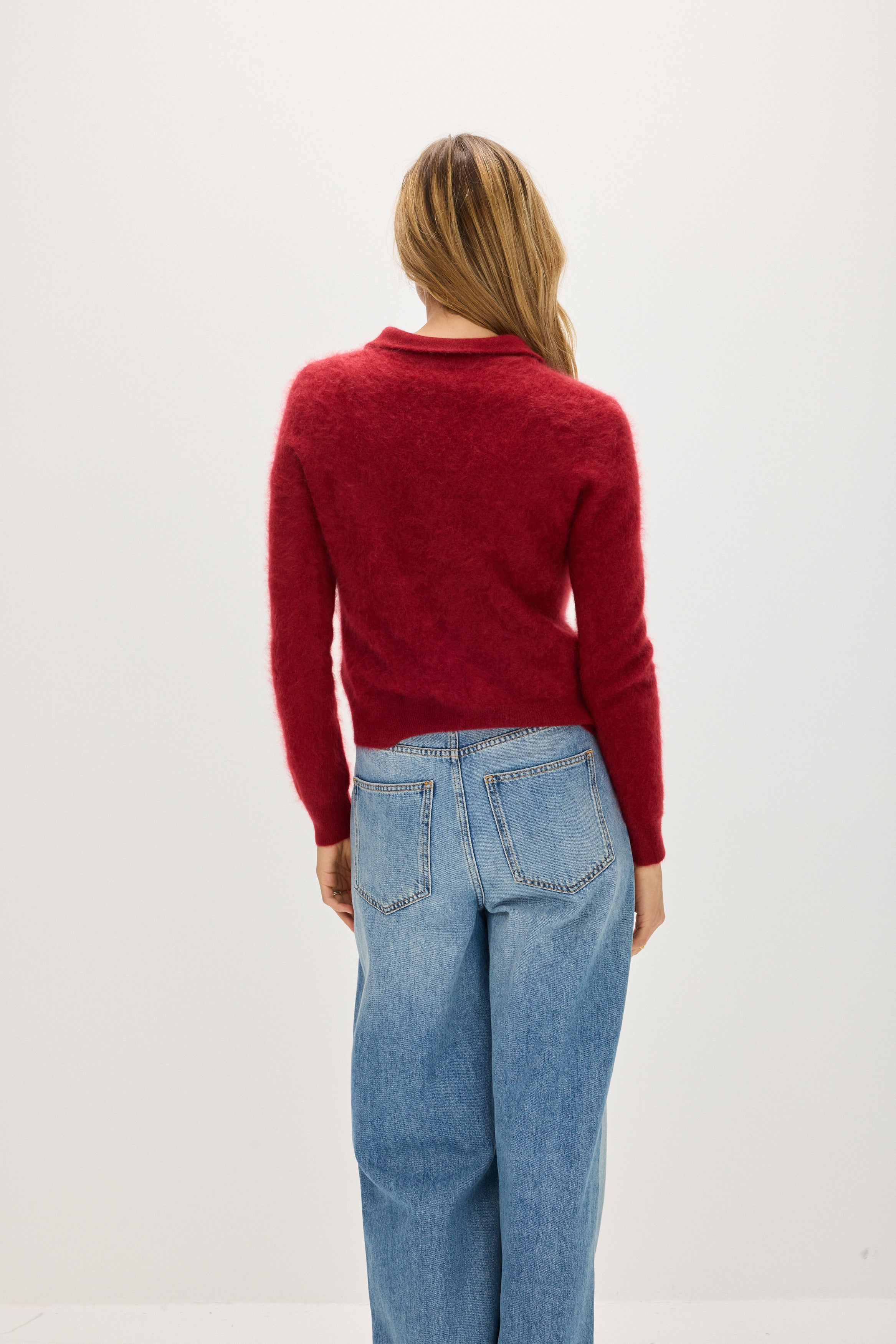 Brushed Cardigan Collar - Cardigans - Mulberry Red – Davida Cashmere