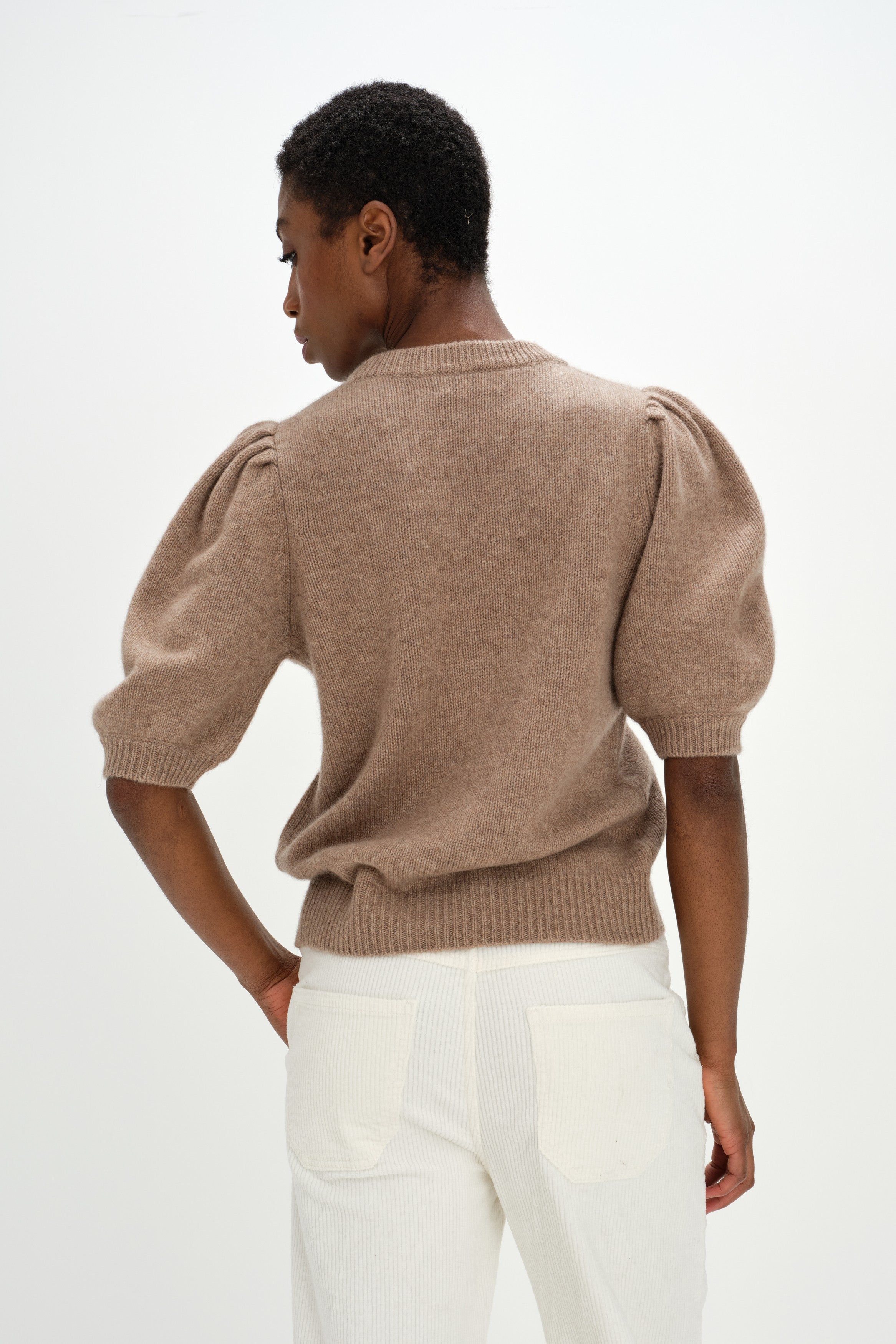 Puff Sleeve T-shirt - Sweaters - Mink – Davida Cashmere